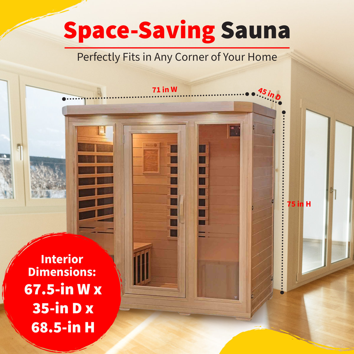 Heatwave Sonoma 4-Person Hemlock Infrared Sauna with 9 Carbon Heaters | Wayfair
